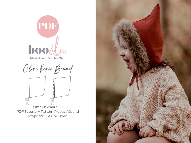 Pixie Bonnet Hat Sewing Pattern | Woven | Infant & Child | PDF Sewing ...