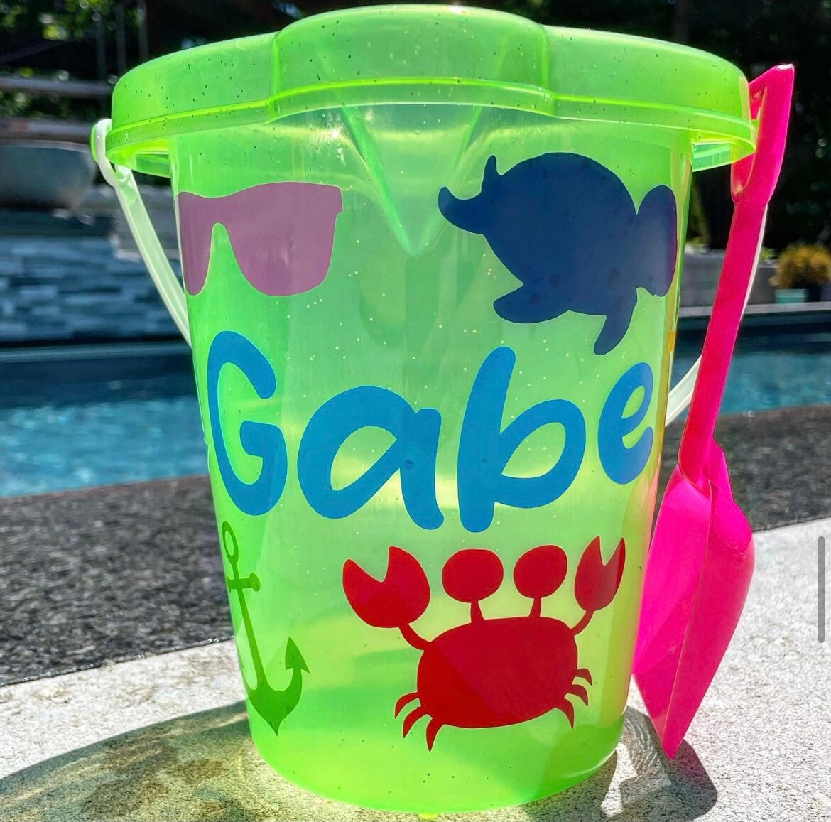 Custom Beach Pail & Shovel, Kids Party Pail With Name, Custom Beach ...