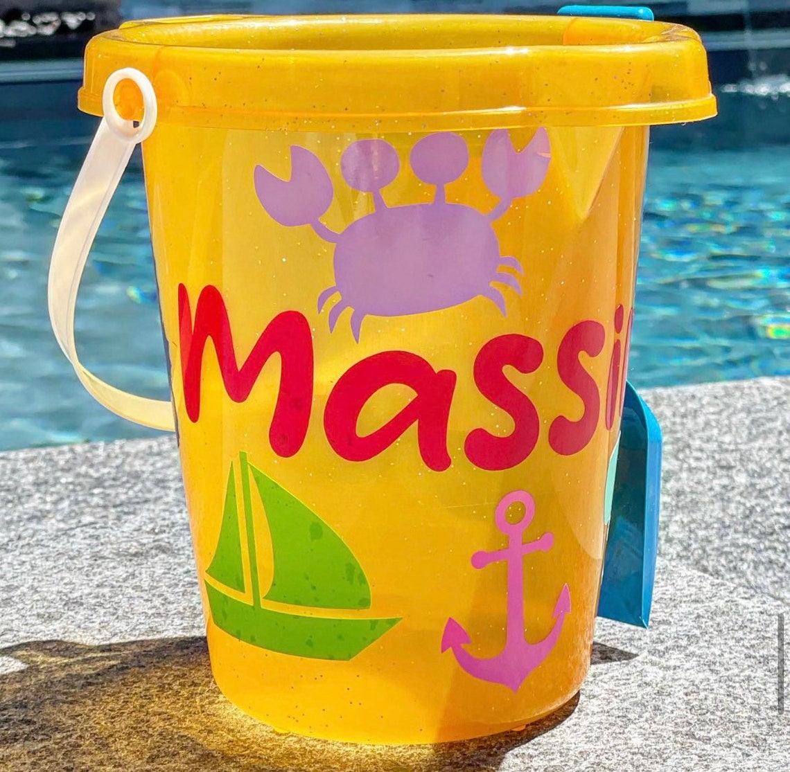 Custom Beach Pail & Shovel, Kids Party Pail With Name, Custom Beach ...