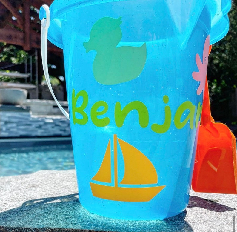 Custom Beach Pail & Shovel, Kids Party Pail With Name, Custom Beach ...