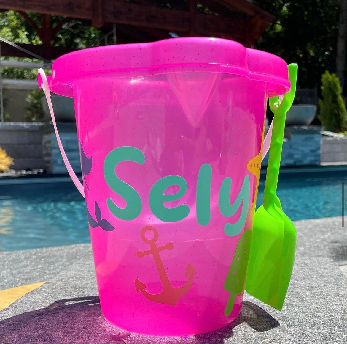 Custom Beach Pail & Shovel, Kids Party Pail With Name, Custom Beach ...