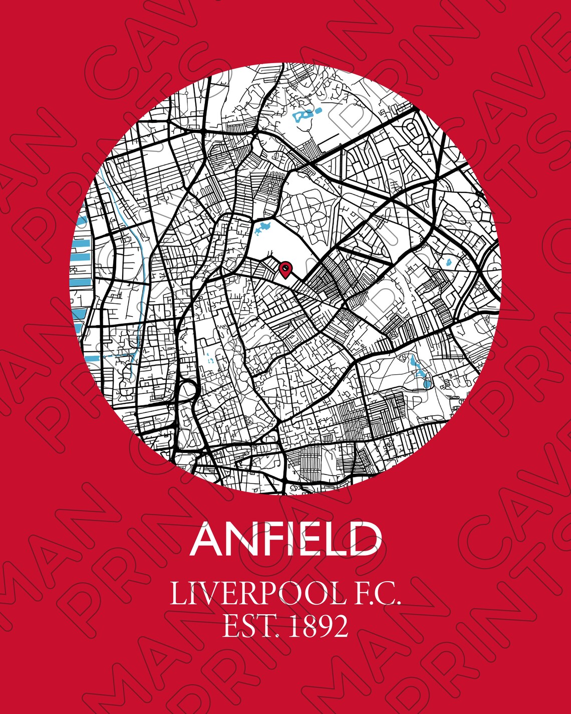 Liverpool FC, Anfield Print, Liverpool FC Map Print, Gift for Liverpool ...