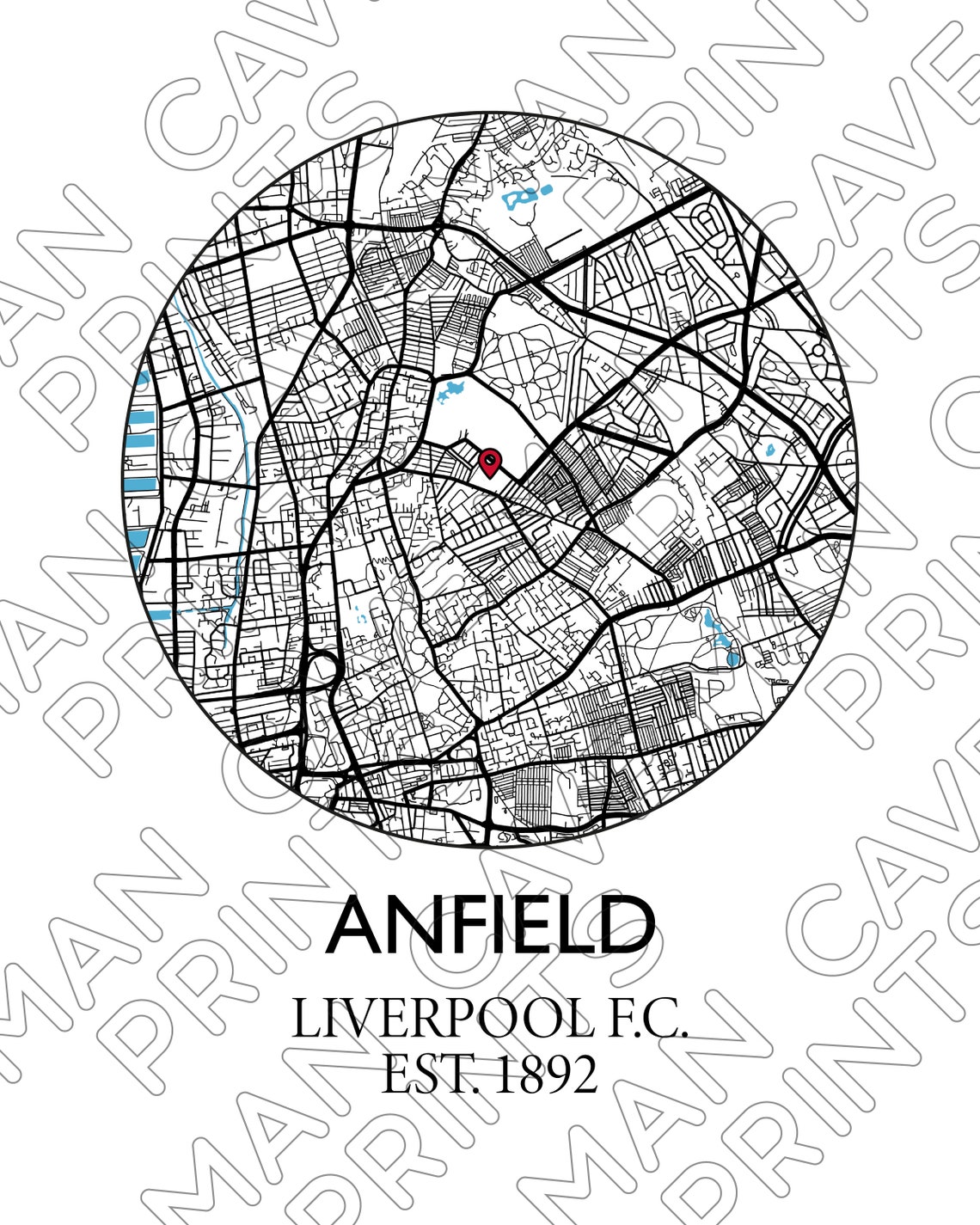 Liverpool FC, Anfield Print, Liverpool FC Map Print, Gift for Liverpool ...