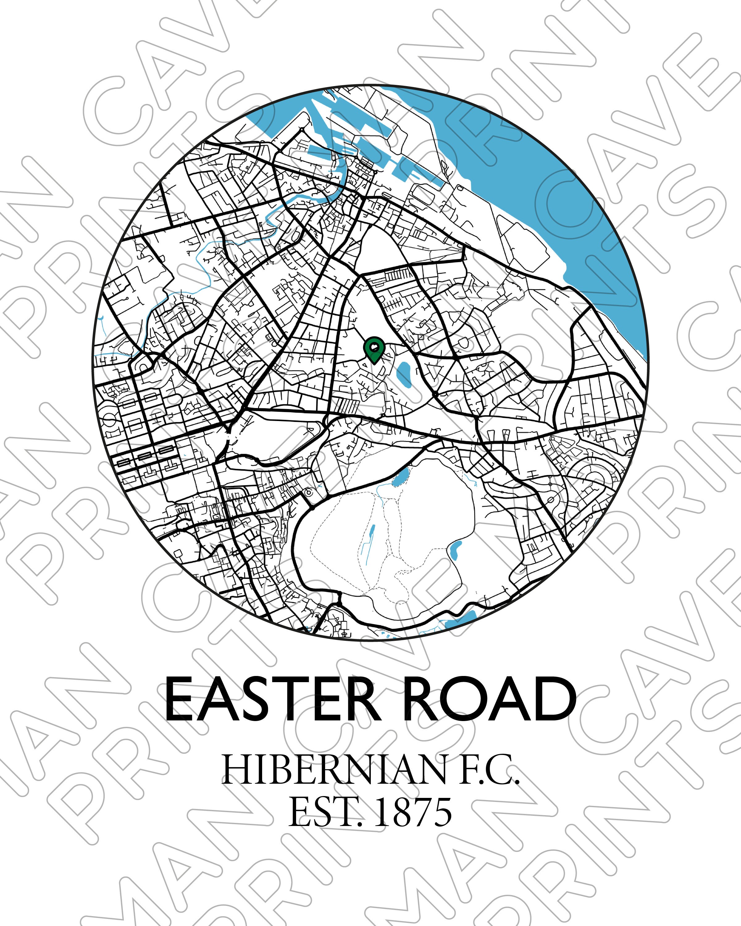 Hibernian FC, Easter Road Print, Hibs Map Print, Gift for Hibs Fan ...