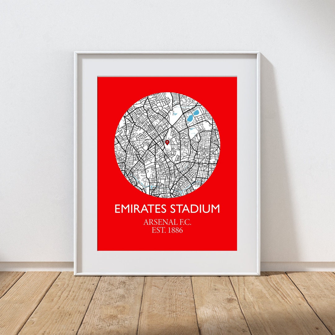Arsenal FC, Emirates Print, Arsenal FC Map Print, Arsenal Gifts ...