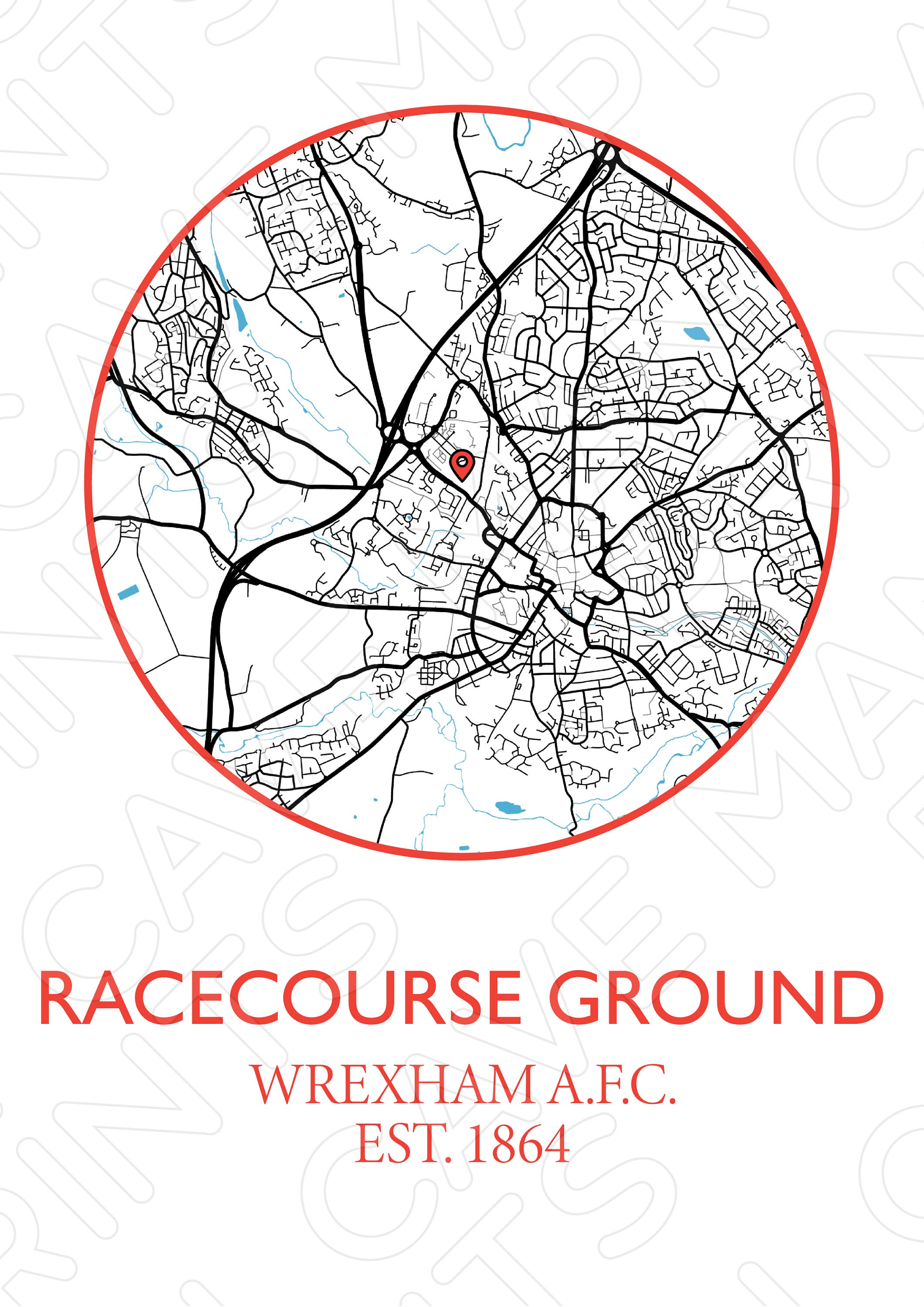 Wrexham AFC, Racecourse Ground Art, Wrexham Poster, Wrexham AFC Print ...