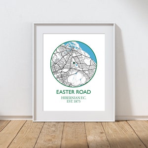 Hibernian FC, Easter Road Print, Hibs Map Print, Gift for Hibs Fan ...