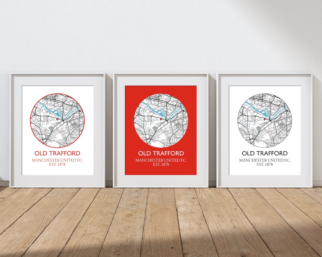 Manchester United FC, Old Trafford Print, Manchester United FC Map ...