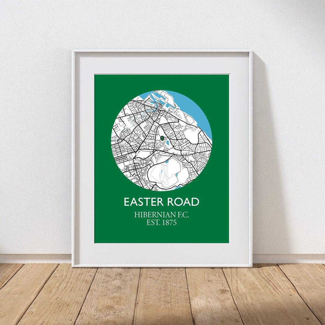 Hibernian FC, Easter Road Print, Hibs Map Print, Gift for Hibs Fan ...