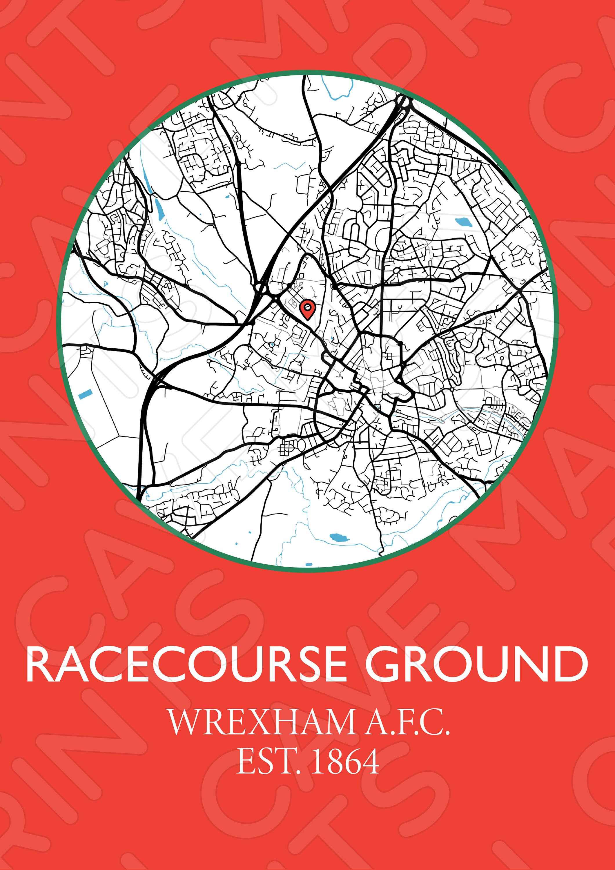 Wrexham AFC, Racecourse Ground Art, Wrexham Poster, Wrexham AFC Print ...