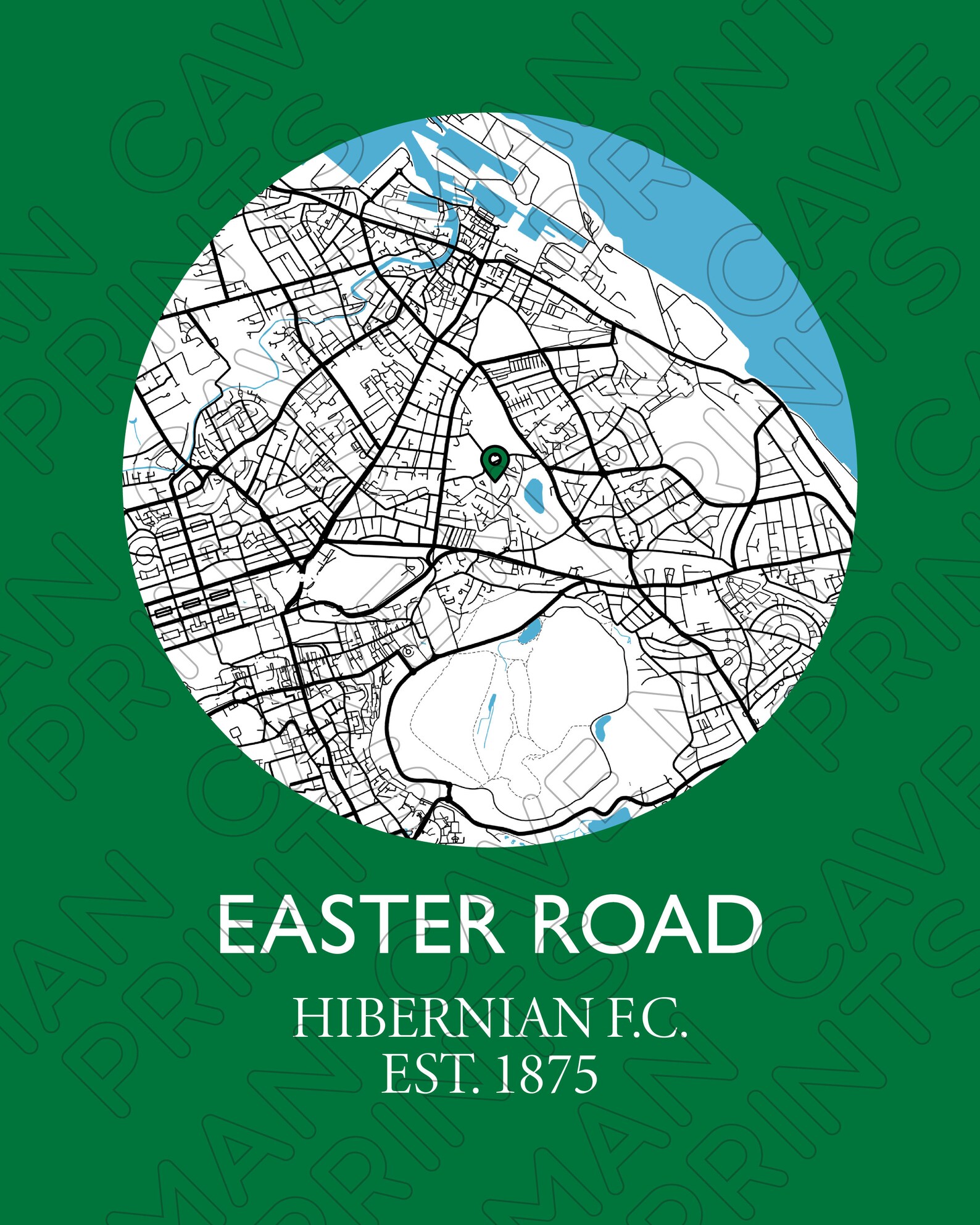Hibernian FC, Easter Road Print, Hibs Map Print, Gift for Hibs Fan ...