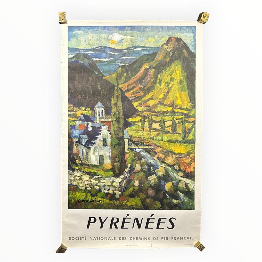Vintage Pyrénées Travel Poster 1950s | SNCF Railway Art | Gerard Cabet ...