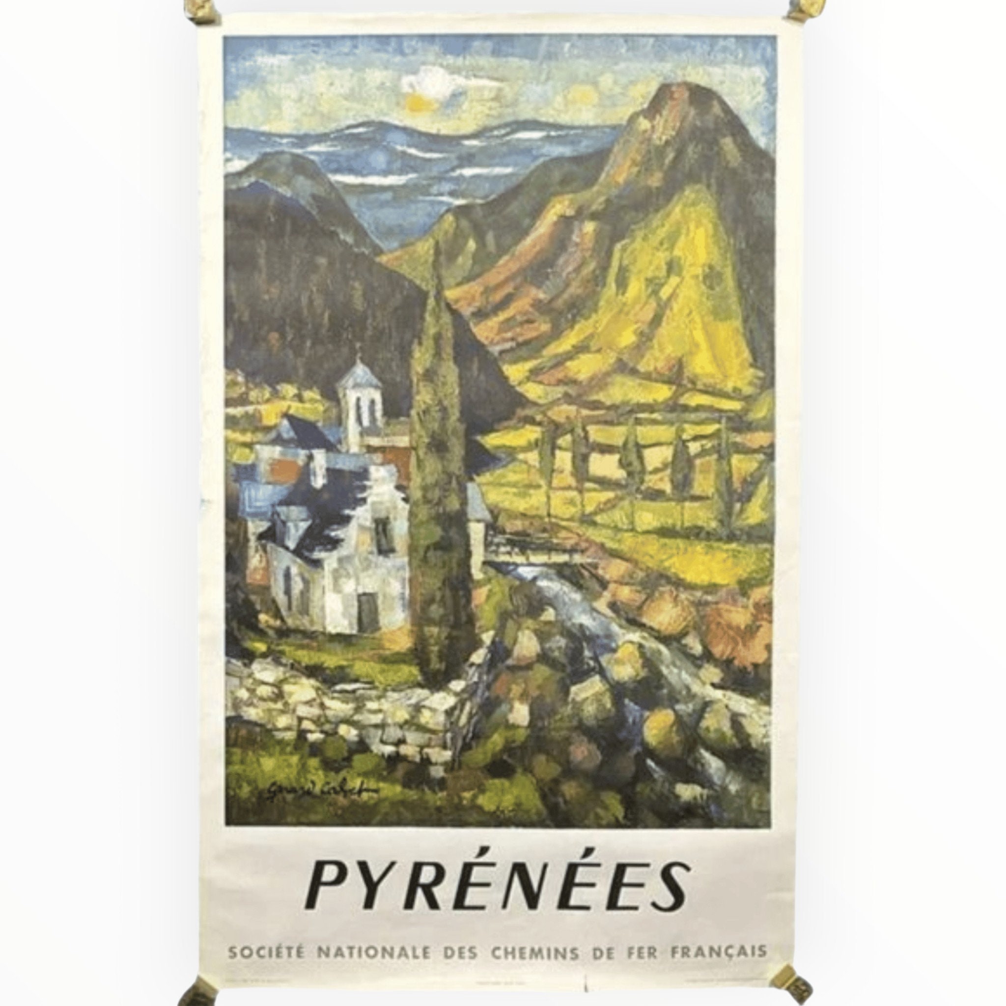 Vintage Pyrénées Travel Poster 1950s | SNCF Railway Art | Gerard Cabet ...
