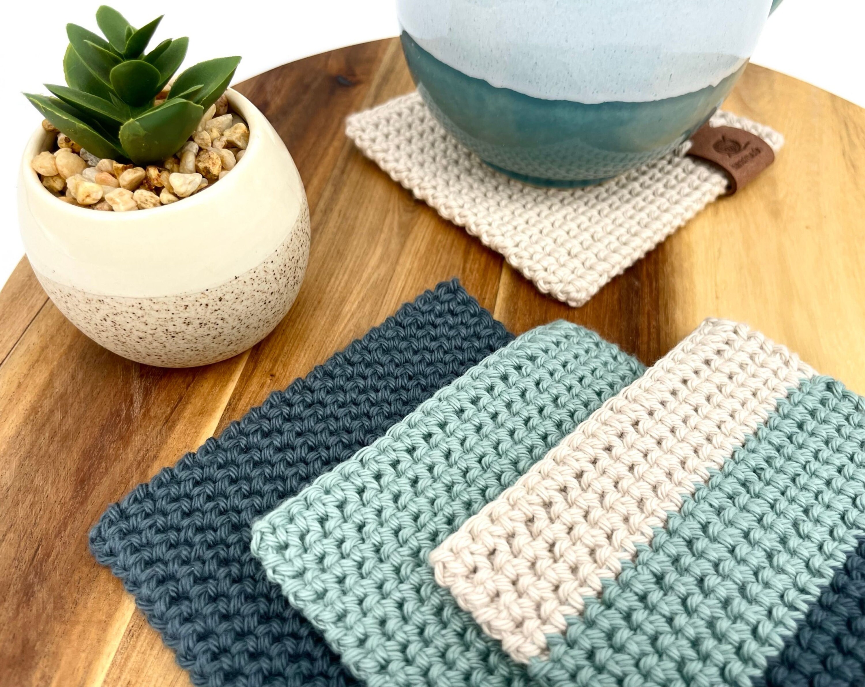 Simple Square Crochet Coaster Pattern, Thermal Stitch Crochet Coaster ...