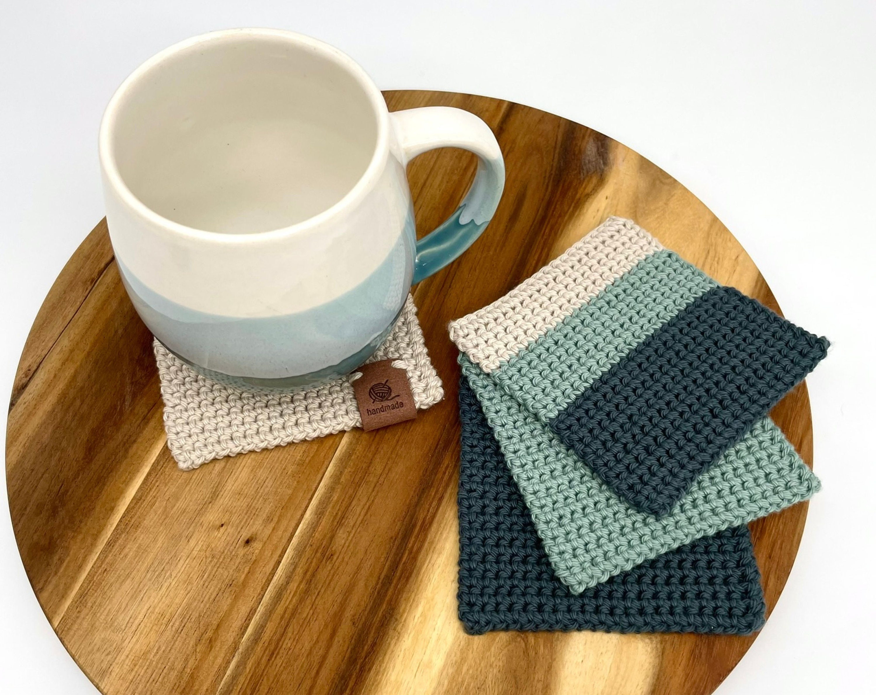 Simple Square Crochet Coaster Pattern, Thermal Stitch Crochet Coaster ...