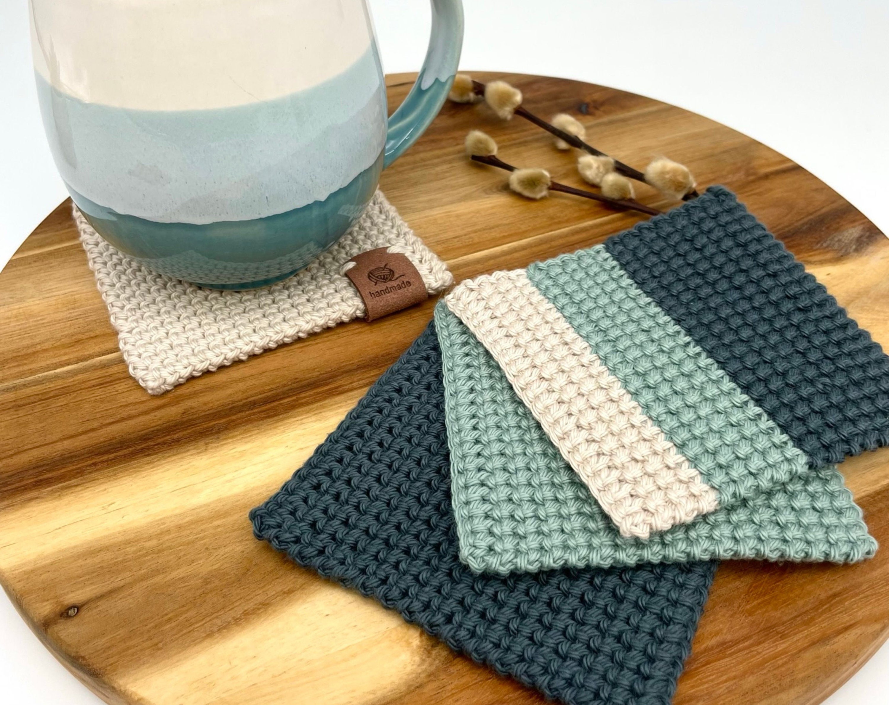 Simple Square Crochet Coaster Pattern, Thermal Stitch Crochet Coaster ...