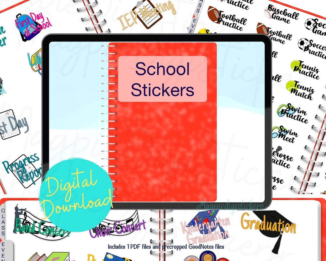 Back to School Digital Stickers, Teacher Clipart, School Sports, School ...