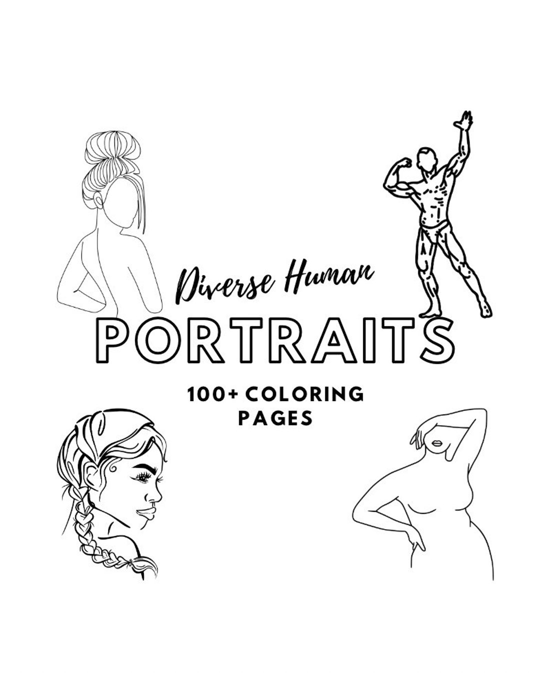 Diverse Human Portraits 100 Coloring Pages - Etsy