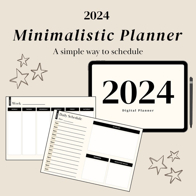 2024 Minimalistic Planner, Goodnotes Planner, Digital Planner, Monthly ...