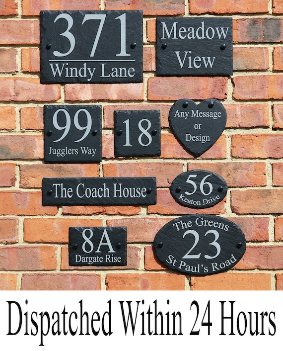 Rustic Slate House Gate Sign Plaque Door Number Personalised | Etsy UK