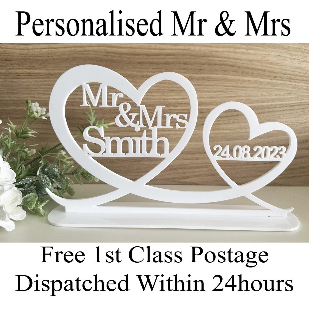 Personalised Mr & Mrs Surname / Date Freestanding Wedding Plaque ...