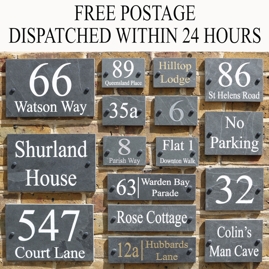Deep Engraved Natural Slate House Name/ Number Sign Plaque - Etsy UK