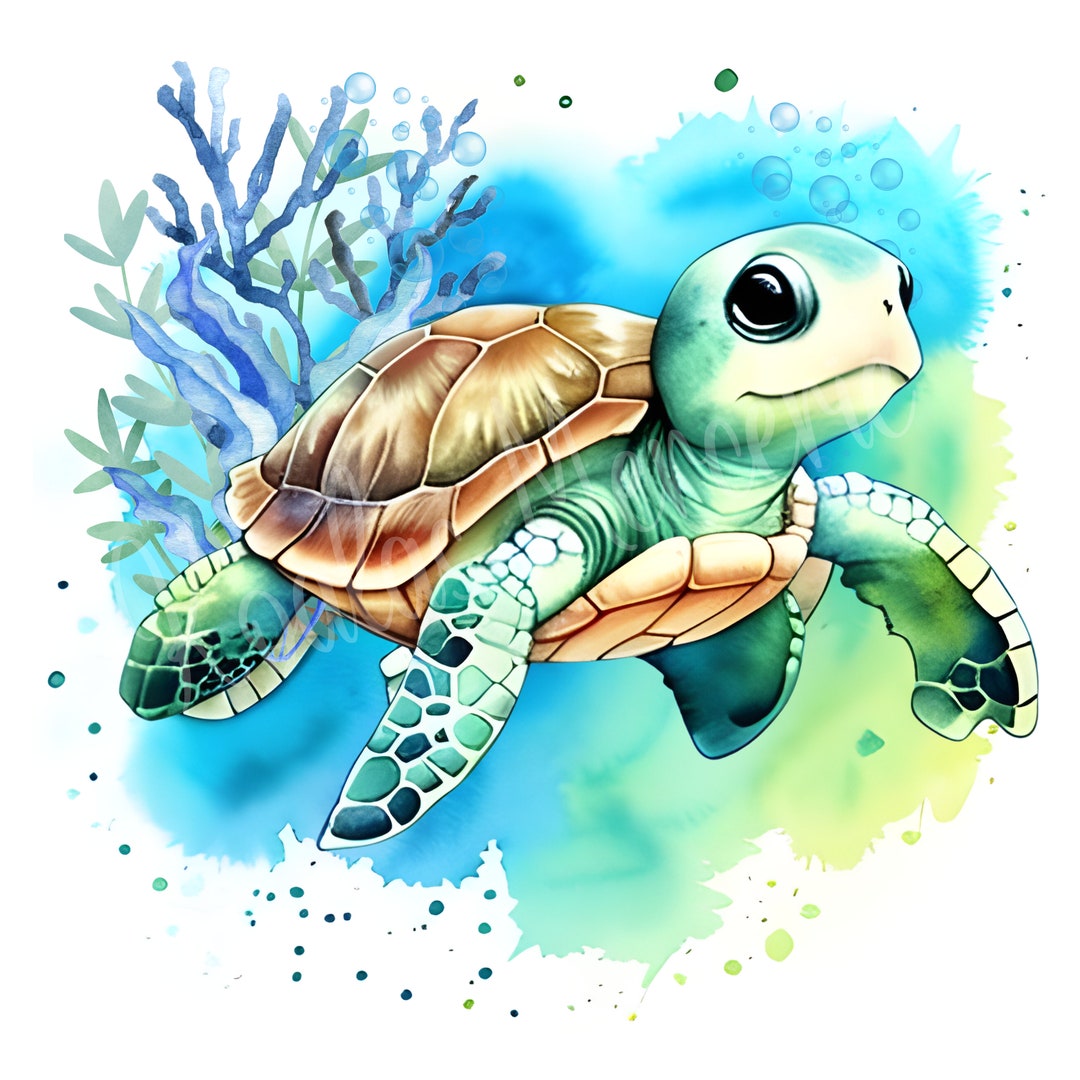 Blue Turtle Clipart, Cute Ocean Animals, Png Clip Art Graphics Instant ...