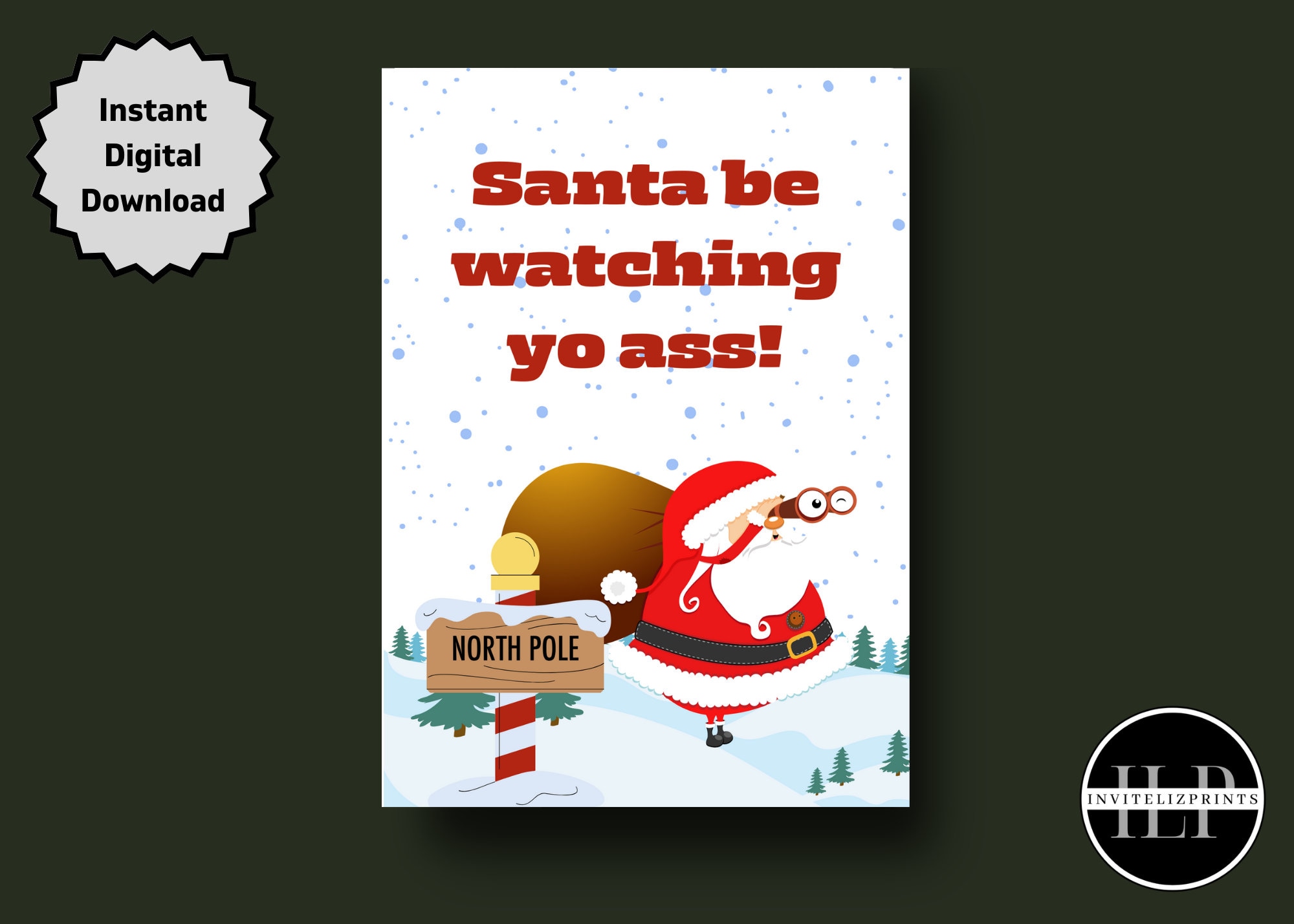 PRINTABLE Funny Christmas Card, Instant Download Card, Christmas ...