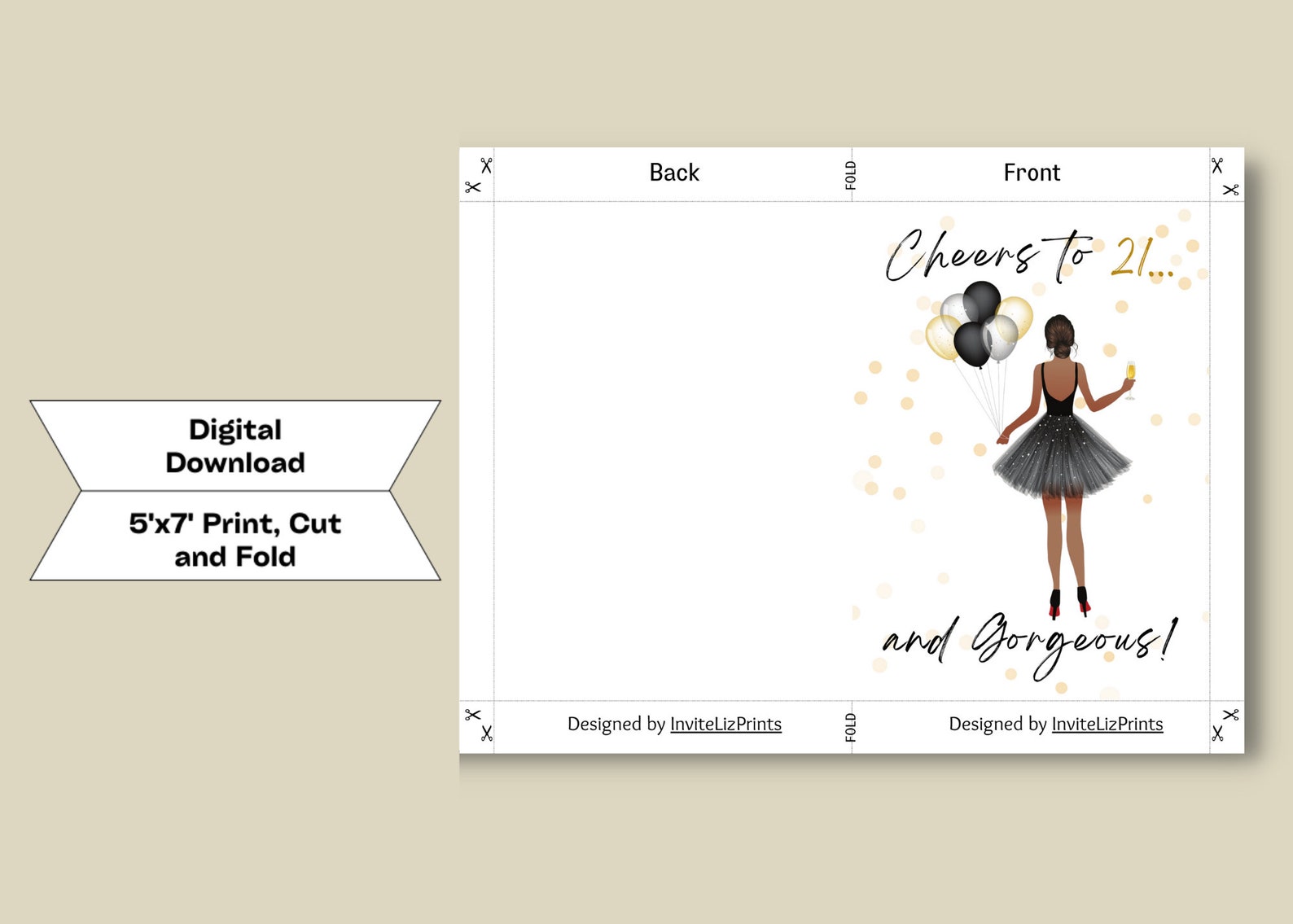 PRINTABLE Birthday Cards Instant Download Cards 21st - Etsy