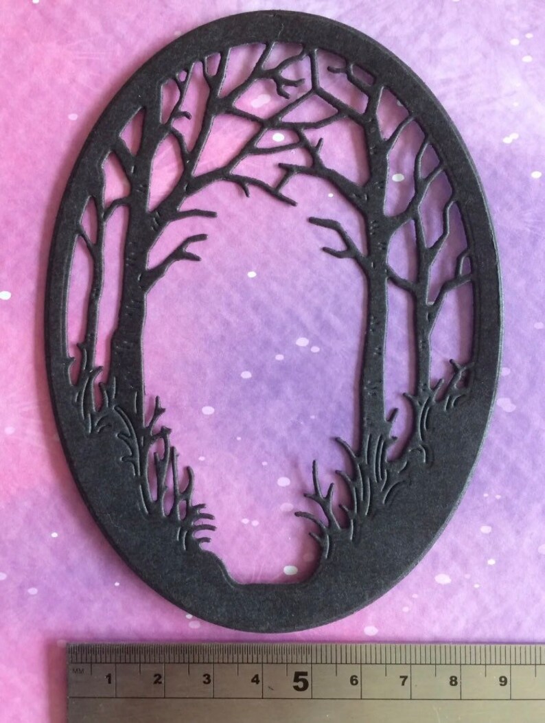 4 Oval Woodland Frame Forest Trees Scene Die Cuts Birthday Christmas ...