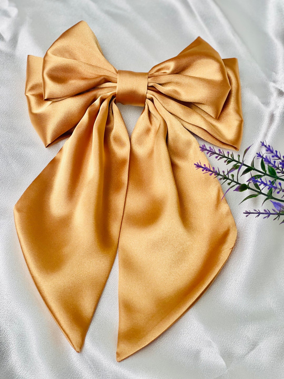 Satin Bow Clips | Double Layers Women Bow | Golden Color Bow Clip ...