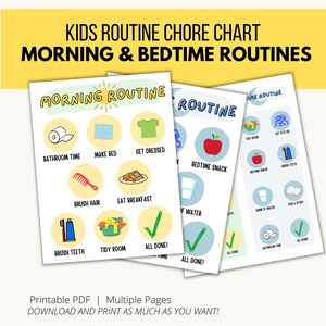 Kids Routine Chore Chart Printable Morning and Bedtime - Etsy