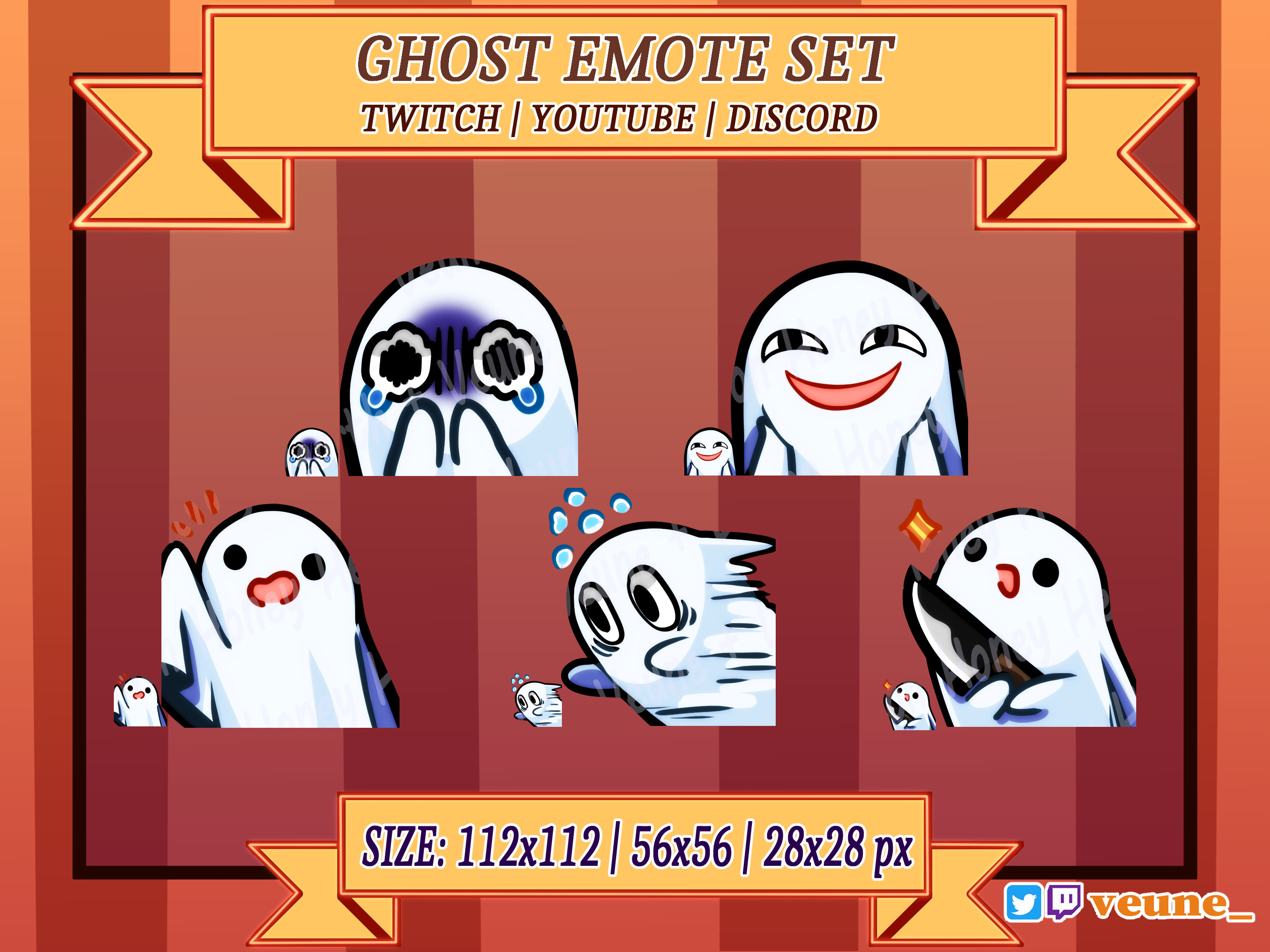 Ghost Emote Set | Twitch | Youtube | Discord | Spooky | Cute | Scary ...