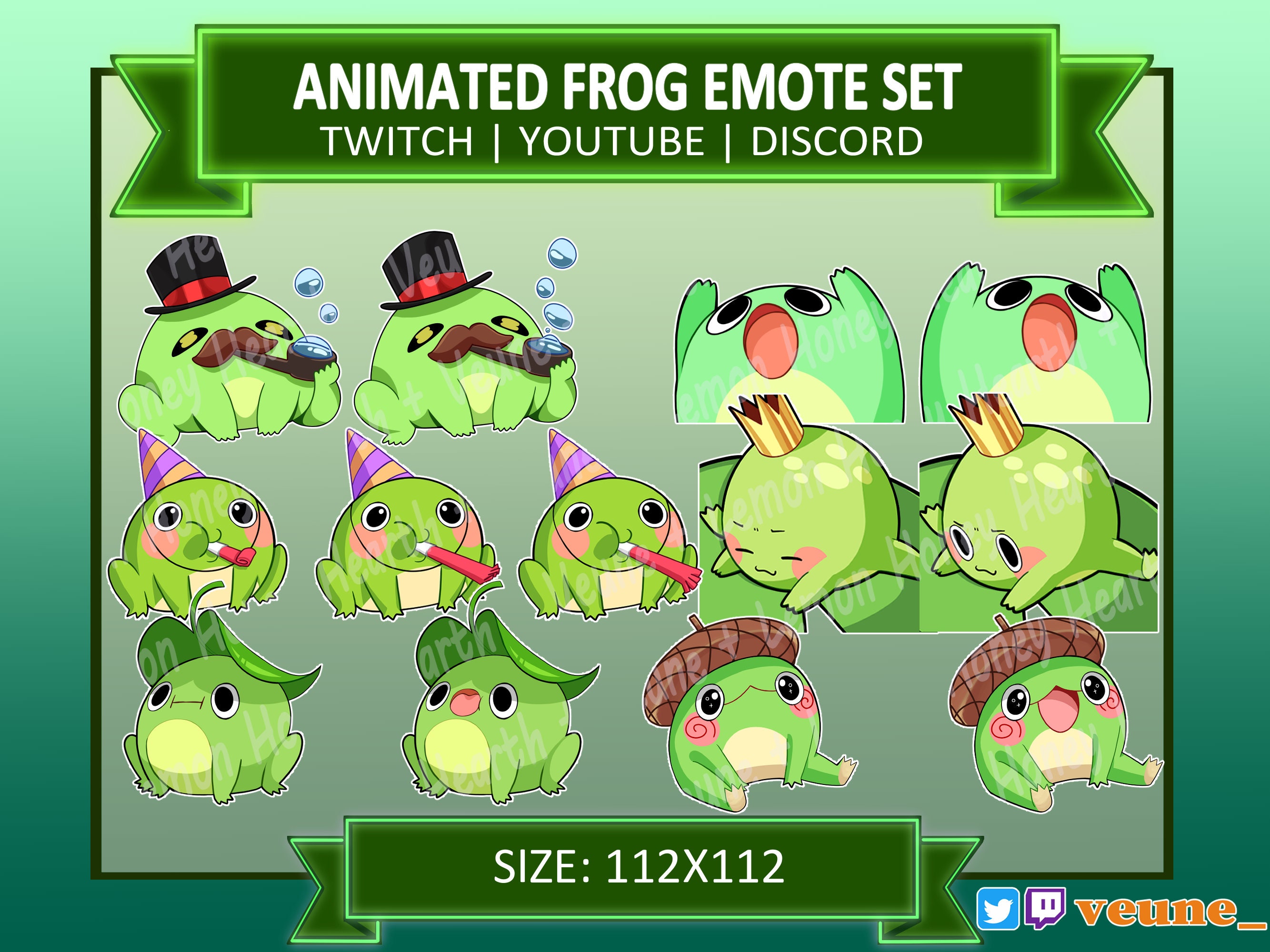 Animated Frog Emote Set | Twitch | Youtube | Discord | Cute Kawaii ...