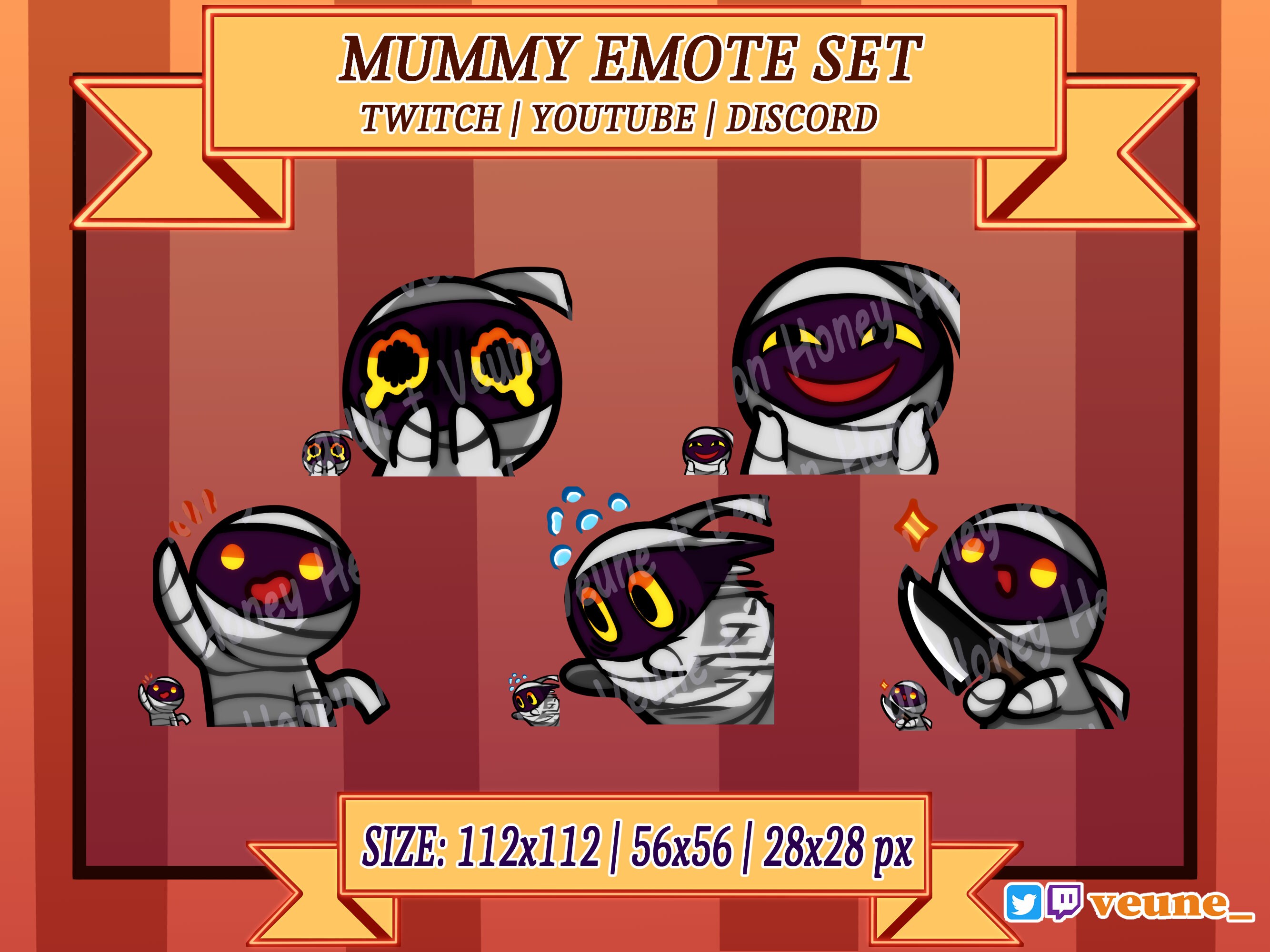 Mummy Emote Set Twitch Youtube Discord Spooky Cute Kawaii Streamer ...