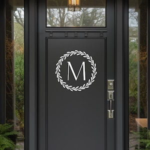 Front Door Wreath Decal W Initial Front Door Monogram Business Door ...