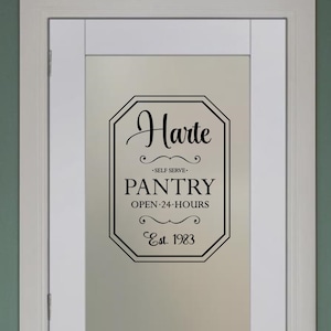 Pantry Personalized Decal Vinyl Wall Decal Kitchen Pantry Door Self ...