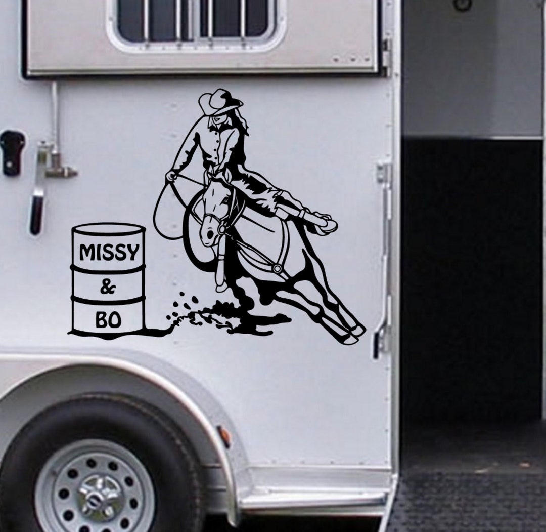 Barrel Racer Decal Female Personalized Barrel Vinyl Decal for Horse ...