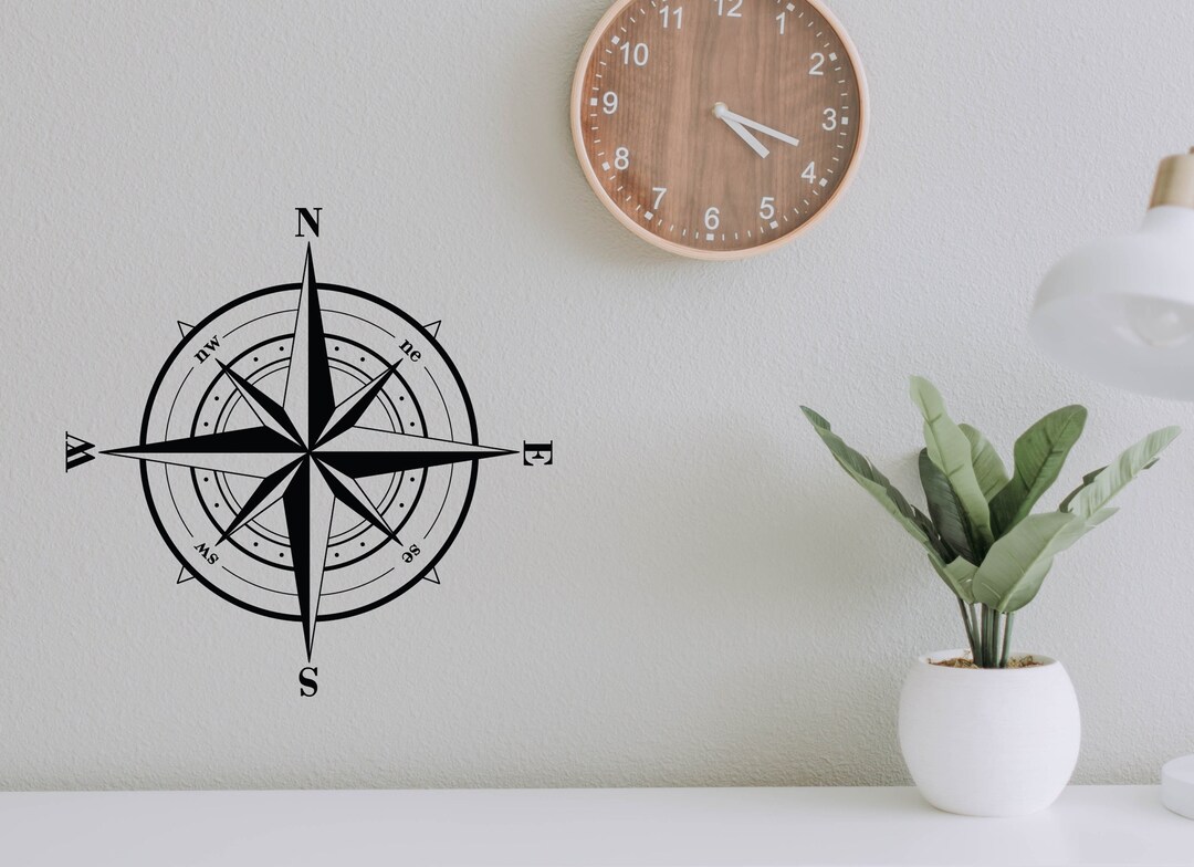 Compass Rose Vinyl Wall Decal Travel and Adventure Decal - Etsy