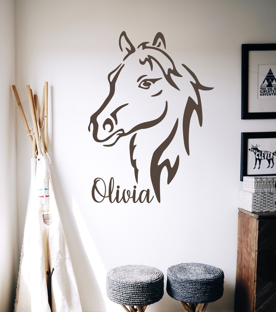 Horse Head Monogram Vinyl Decal Bumper Sticker Equestrian Rider ...