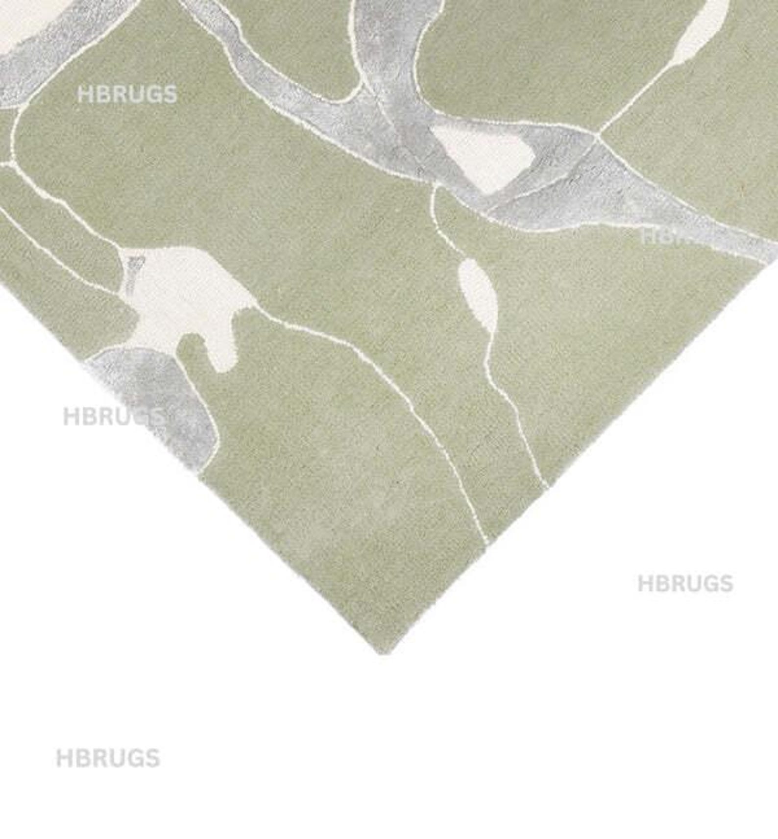 Handmade Sage Green Wool Rug: Abstract Mosaic Pattern - Etsy
