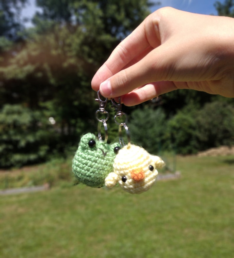 Crochet Frog and Chick Keychain, Crochet Keychain, Crochet Frog ...