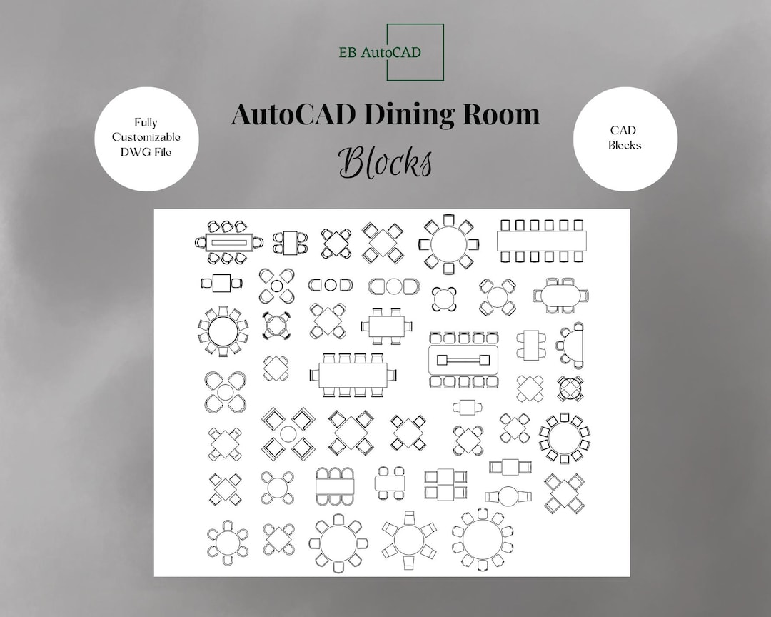 Autocad Dining Room Blocks - Etsy