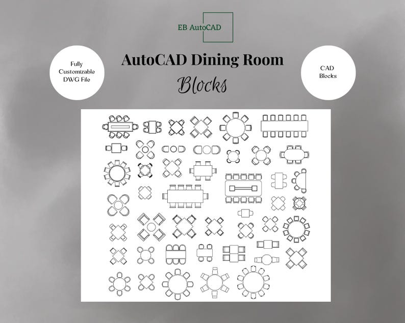 Autocad Dining Room Blocks - Etsy