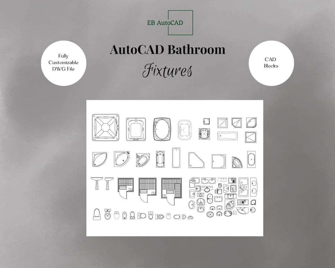 Autocad Bathroom Fixtures Blocks - Etsy