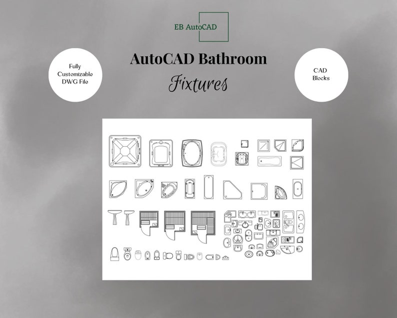 Autocad Bathroom Fixtures Blocks - Etsy