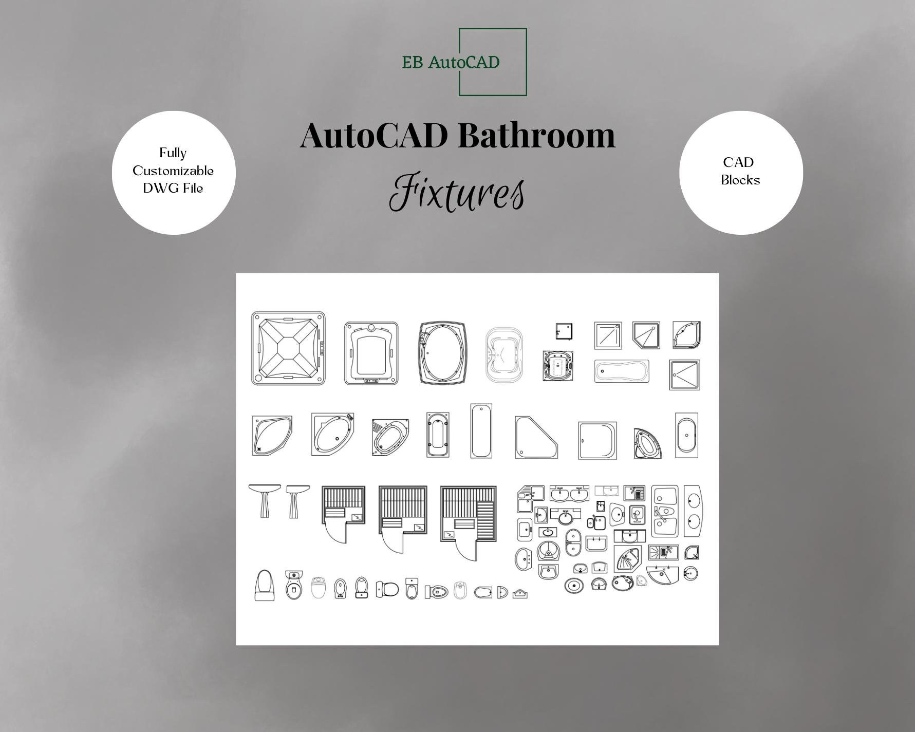 Autocad Bathroom Fixtures Blocks - Etsy