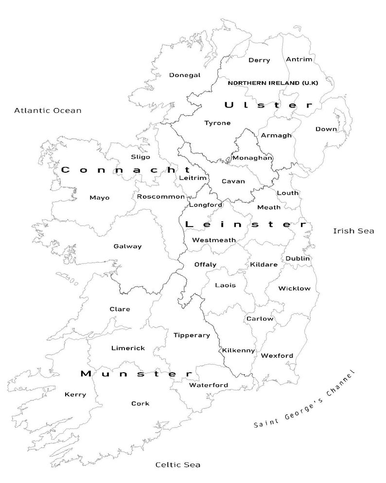 CAD Map of Ireland I DWG, DXF I Ireland Outline I Ireland Vector Map - Etsy
