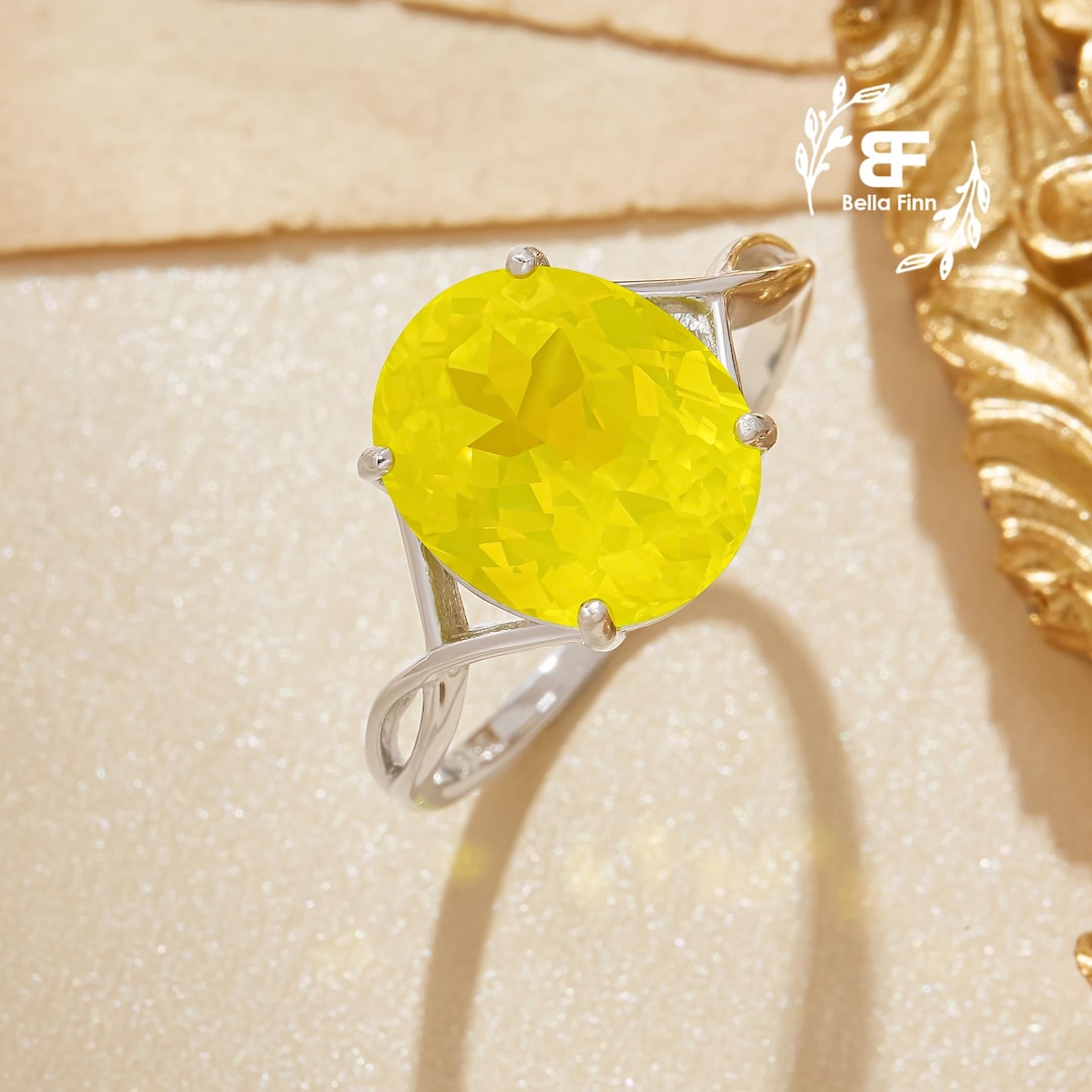 Infinity Dayglow Neon Yellow Fluorescent Ring,lumogarnet Solid 925 ...