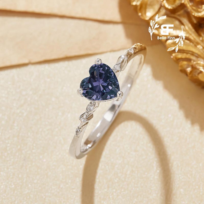 Ring With Alexandrite Heart - Etsy